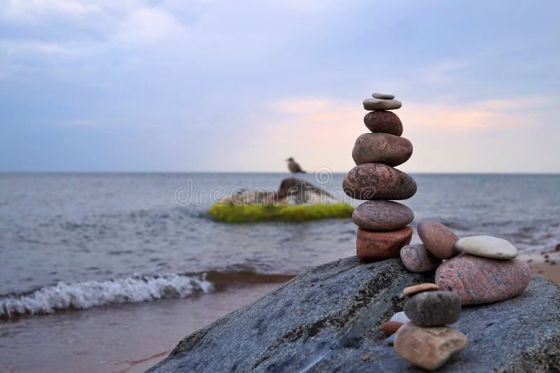 Two Blue Stones Balanced on Tropical Beach Stock Image - Image of ...