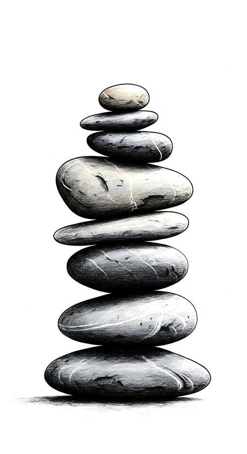 Balanced Stack of Stones: Symbol of Harmony and Serenity on White Stock ...