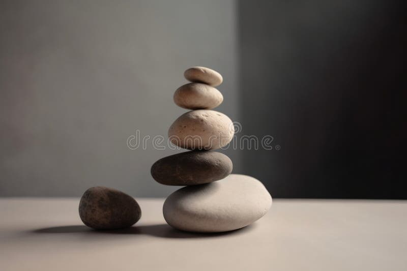Balanced Stacked Stones in Minimalist Composition. Generative AI Stock ...