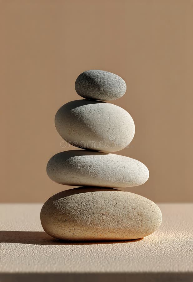 Balanced Stone Arrangement on Sandy Surface Showcasing Natural Colors ...