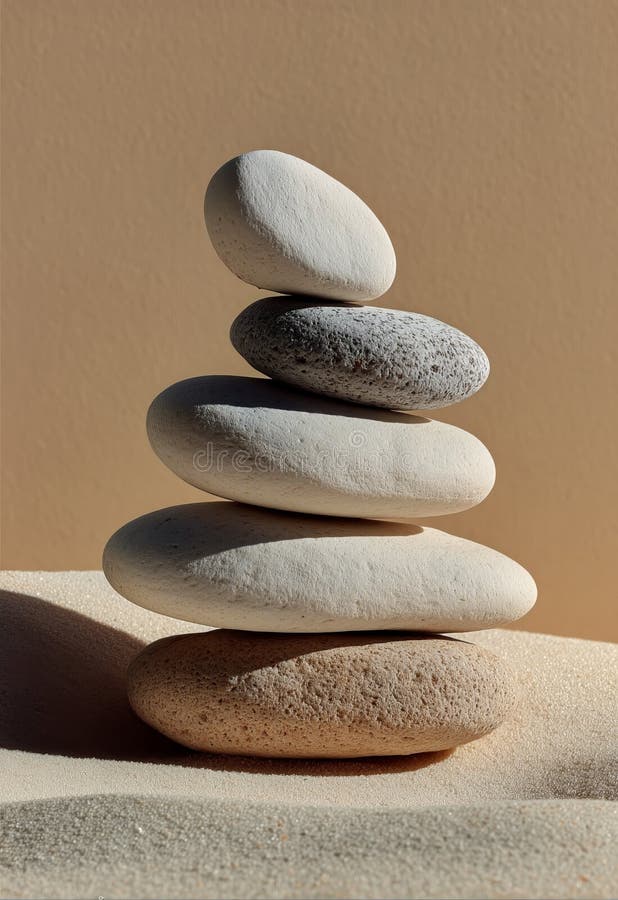 Balanced Stone Arrangement on Sandy Surface Showcasing Natural Colors ...
