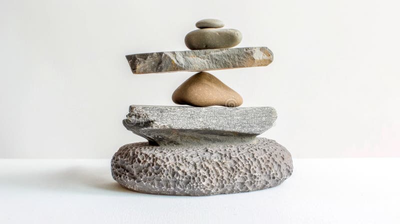 Balanced Stone Pile on White Background Stock Photo - Image of ...