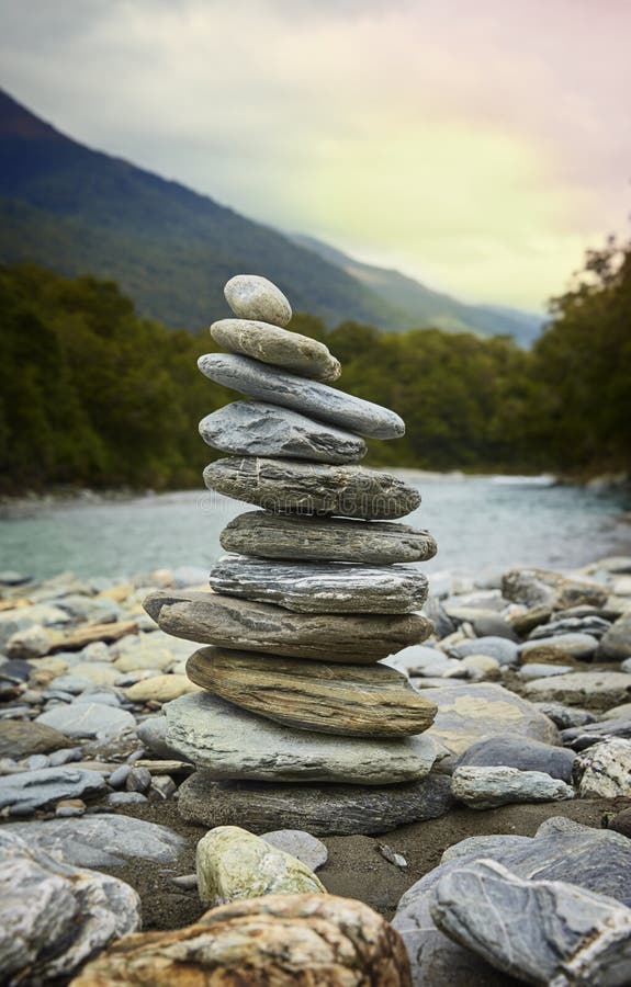 Stone Stack on Pebble Beach Stock Photo - Image of philosophy, closeup ...
