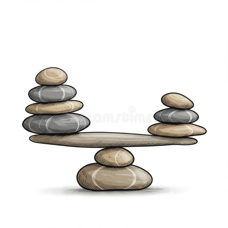 Balanced Stone Stack on Seesaw Illustration Stock Illustration ...