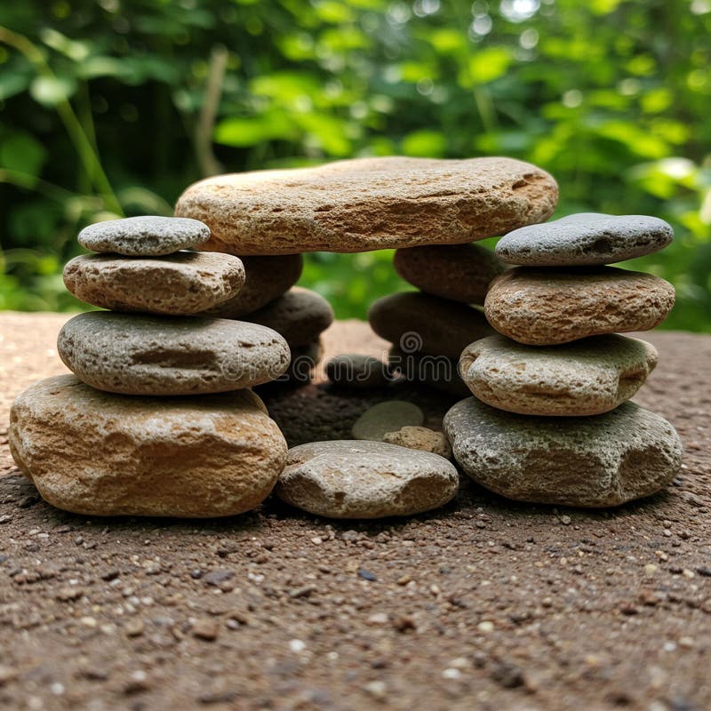 Balanced Stone Structure Consisting of Small, Smooth Stones in Various ...