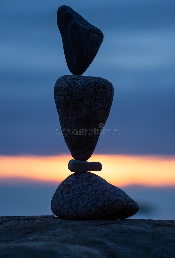 Balanced Stones on the Beach Stock Photo - Image of calm, tranquil ...