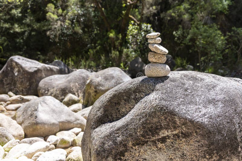 Balanced Stones on Boulder in Natural Setting Stock Image - Image of ...