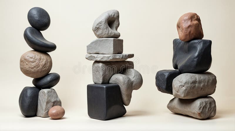 Balanced Stones and Bricks in Harmonious Stacked Arrangement Stock ...