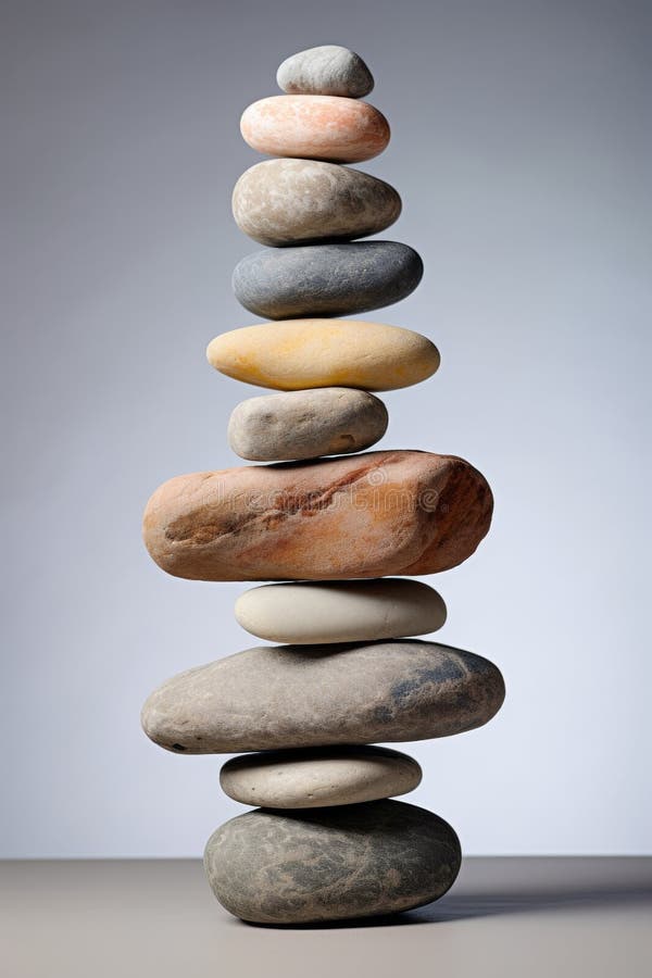 Balanced Stones Stack from Big To Small. Stock Image - Image of smooth, blue: 354456555
