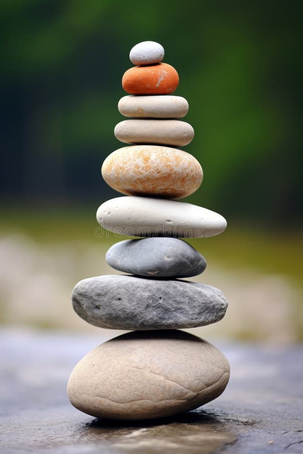 Balanced Stones Stack from Big To Small. Stock Photo - Image of blue ...