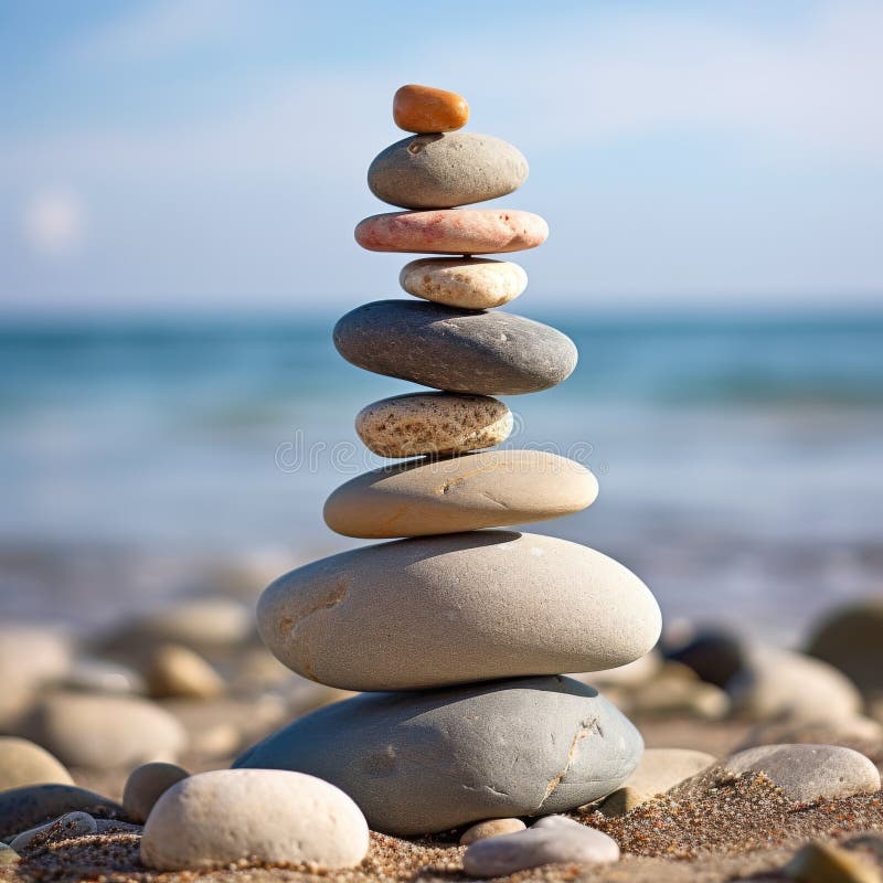 Balanced Stones Stack from Big To Small. Stock Image - Image of pebble ...