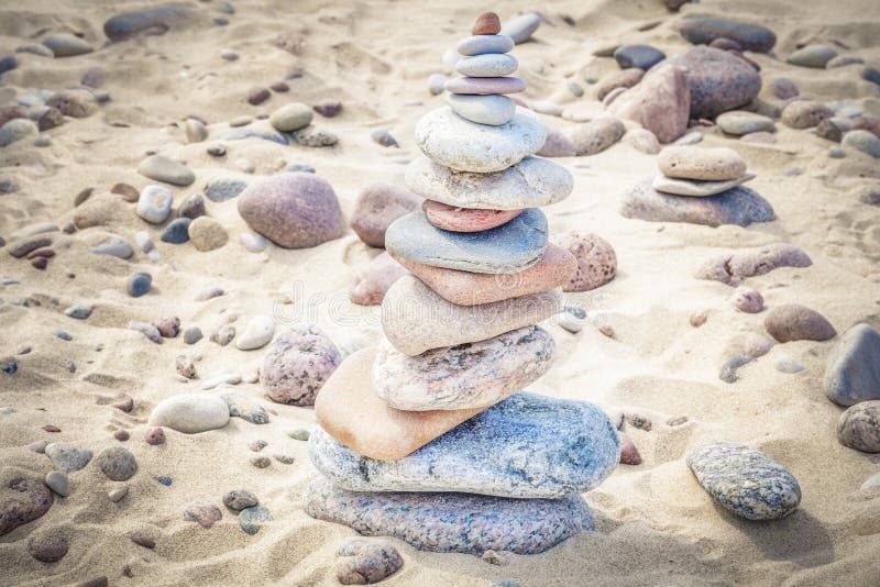 Balanced Stones Stacked in Pile Stock Photo - Image of construction ...