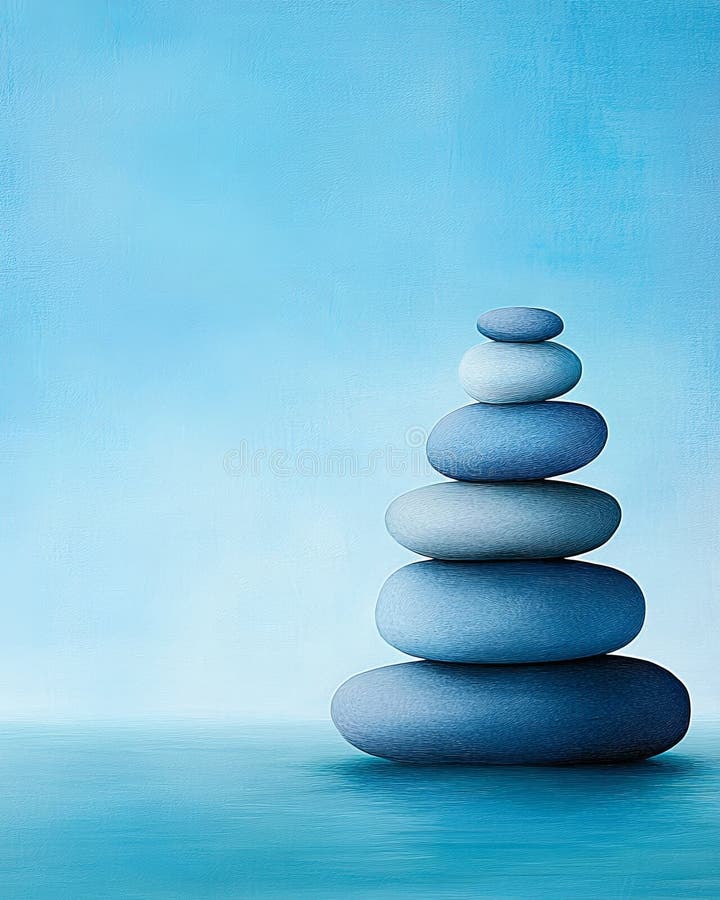Balanced Stones Tower on a Tranquil Seascape Promoting Mindfulness and ...