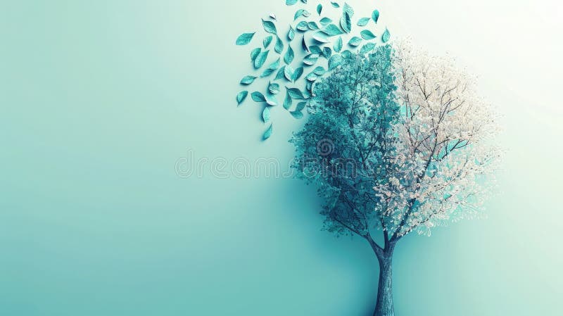 Balanced Tree Formed by Digital and Organic Leaves, Symbolizing ...