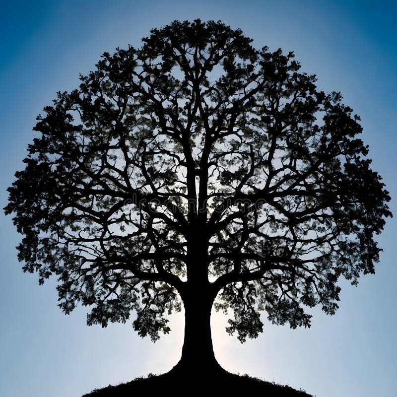 Balanced Tree Silhouette with Lush Foliage Under Clear Sky Stock Image ...