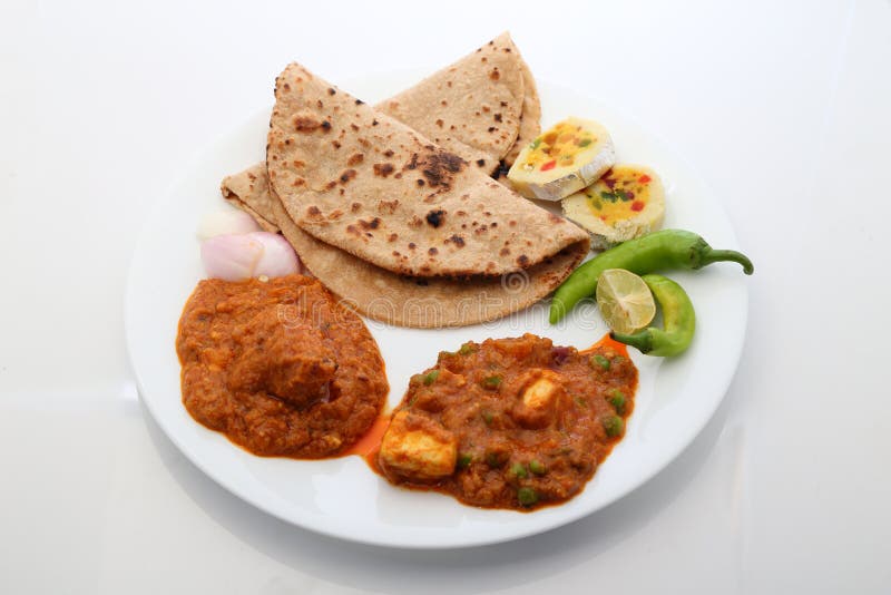 A Balanced Vegetarian Indian Food Plate or Thali Stock Image - Image of ...
