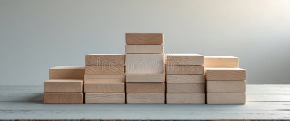 Balanced Wooden Blocks on Gray Wooden Surface Stock Photo - Image of ...