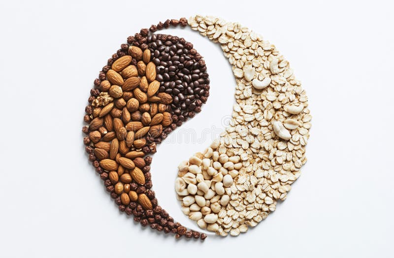 Balanced Yin Yang Shape Created Using Nuts Seeds Coffee Beans and Oats ...