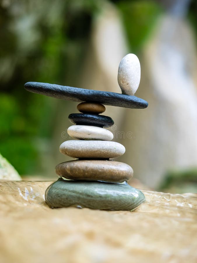 Balanced Zen Stones at the Waterfalls Stock Image - Image of japanese ...