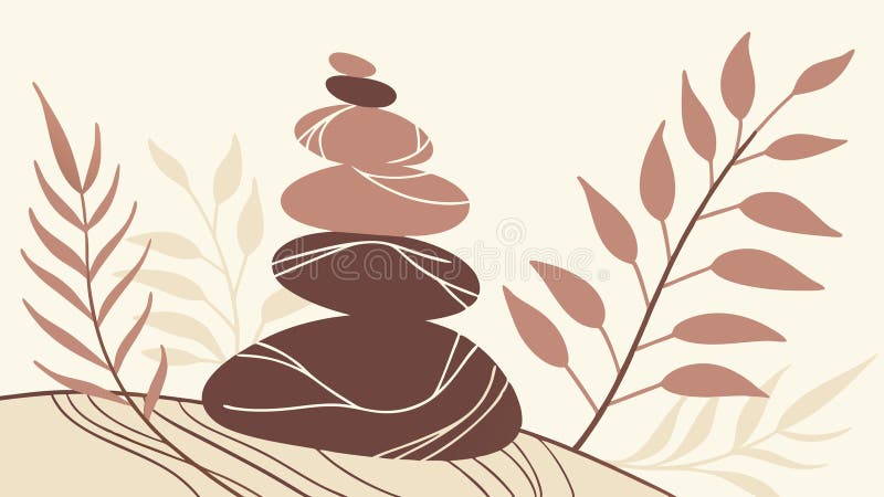 Balanced Zen Stones with Subtle Leaves, Symbolizing Harmony and Nature ...