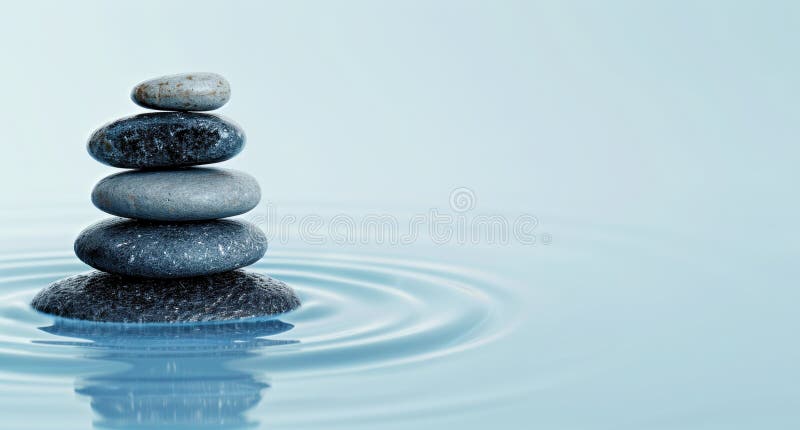 Balanced Zen Stones in Water with Ripples Stock Illustration ...