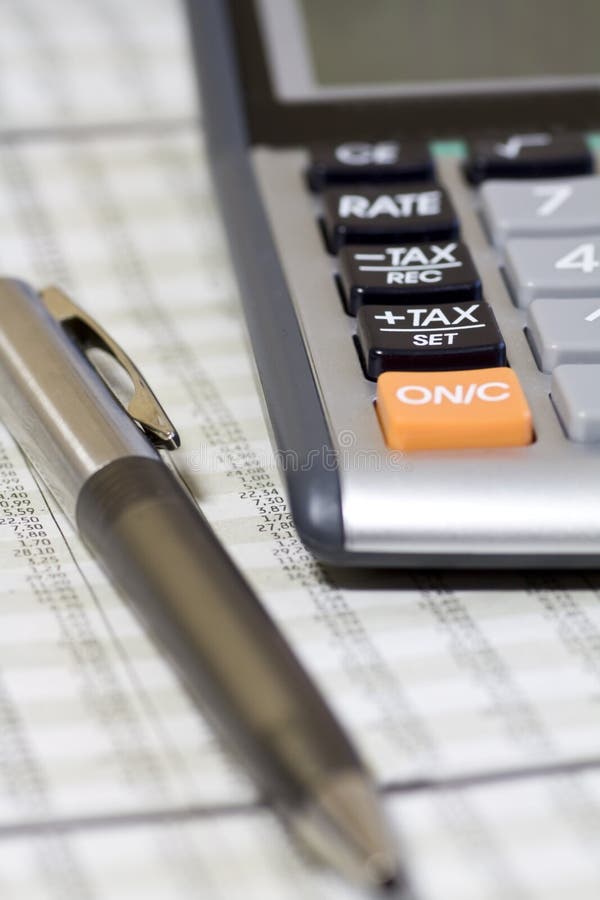 Balancing the Accounts. Calculator, Pen Stock Image - Image of focus ...