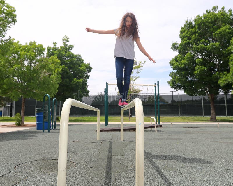 Balancing act stock image. Image of girl, teen, young - 53401113