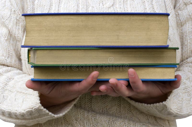 Balancing Books stock image. Image of blue, sweater, colourful - 288655