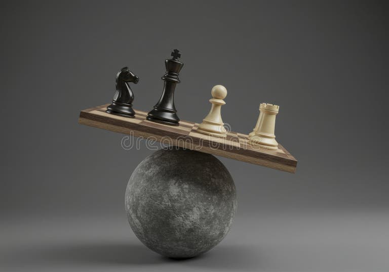 Balancing Chess Pieces on Stone Sphere Challenging Strategy Concept ...