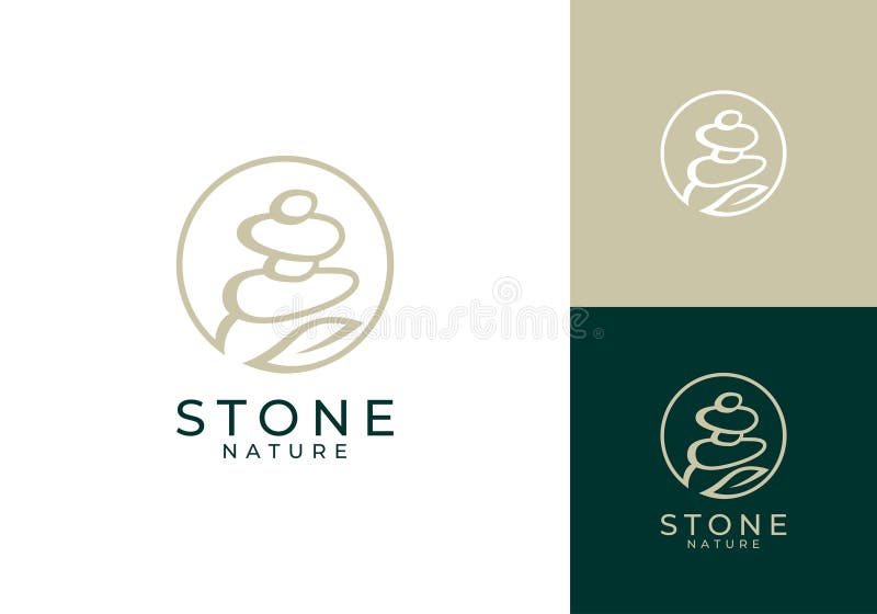 Balancing Circle Leaf Stones Logo Design Stock Vector - Illustration of ...
