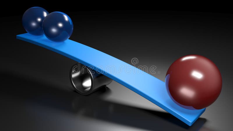 Balancing Concept Image with Red and Blue Spheres - 3D Rendering ...