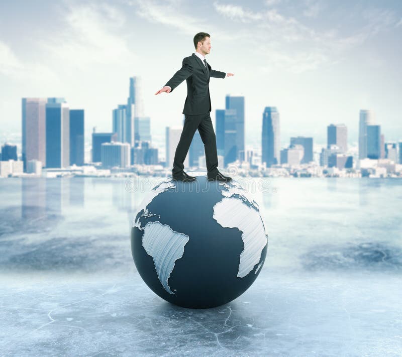 3d man balancing on ball stock illustration. Illustration of ...