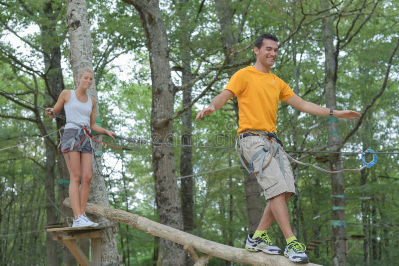 Balancing while Crossing Log Stock Image - Image of recreation ...