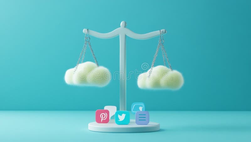 Balancing Data Clouds For Data Driven Decision Making Using 3d Democracy Scales Stock Image