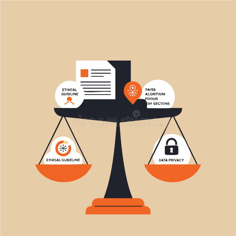 Balancing Ethical Guidelines and Data Privacy in Technology Stock Vector - Illustration of ...