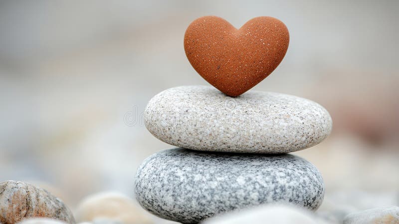 Balancing Love: Heart-shaped Stone Atop Stacked Pebbles Expressing ...