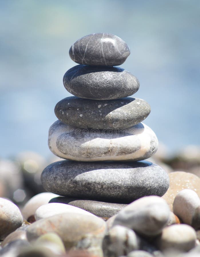 Balancing pebble tower stock photo. Image of stack, nature - 74876526