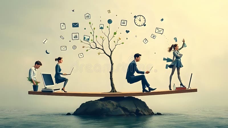 Balancing Productivity and Innovation Stock Illustration - Illustration ...