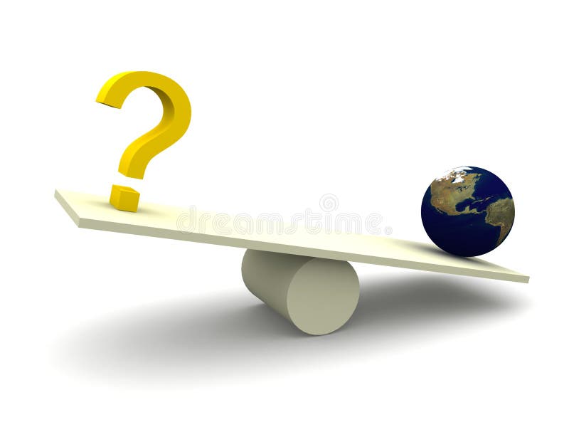 Balancing Question Mark With Earth Stock Illustration - Illustration of ...