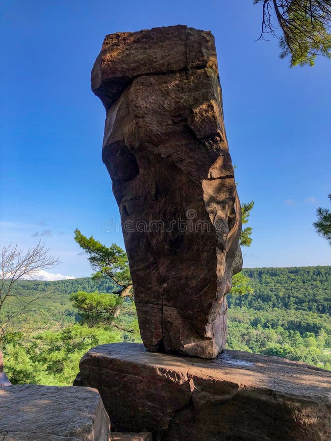 Balancing Rock Formation at Devil`s Lake Stock Image - Image of park ...