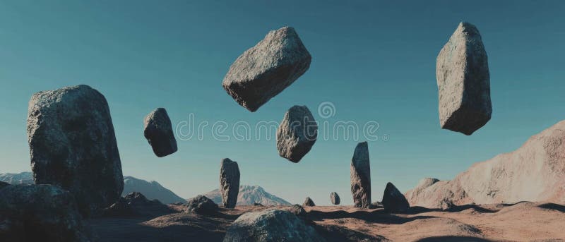 Balancing Rock Formations Defying Gravity in a Vast Landscape Stock ...