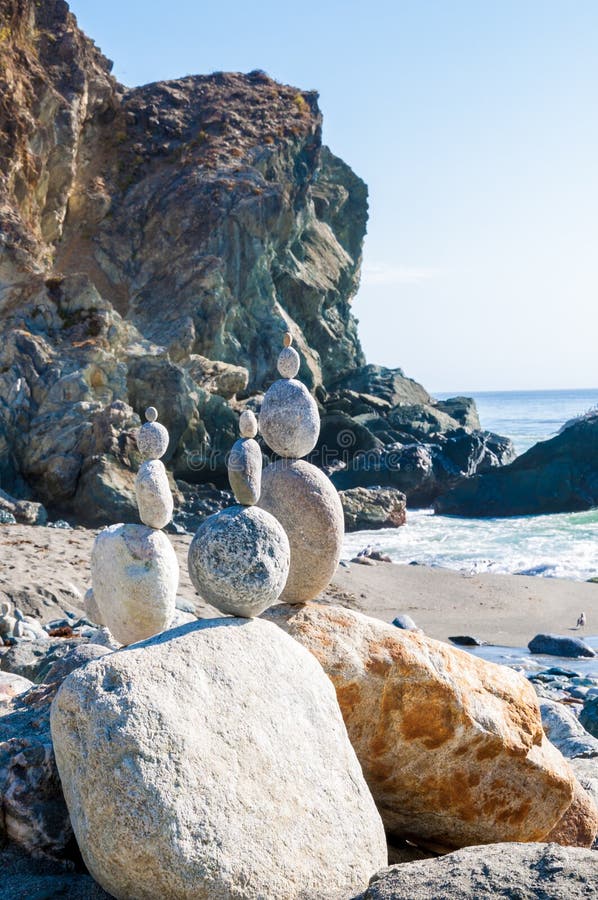 Balancing Rocks on a Beach Off the Pacific Highway in California Stock ...