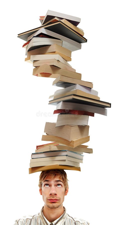 Balancing a Stack of Books on Head Stock Photo - Image of isolated ...