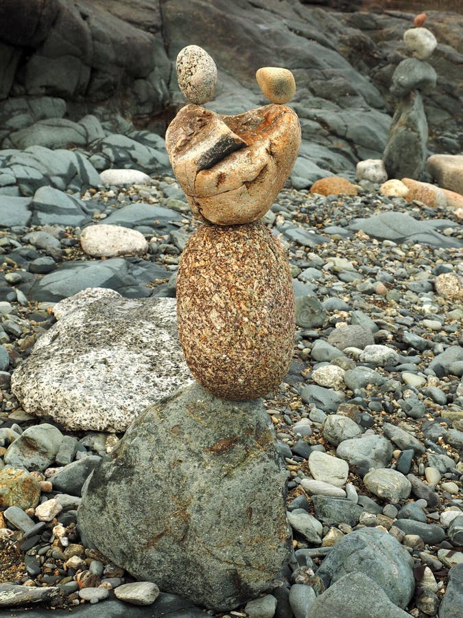 Balancing Stone Art on a Beach Stock Photo - Image of stone, sculpture ...
