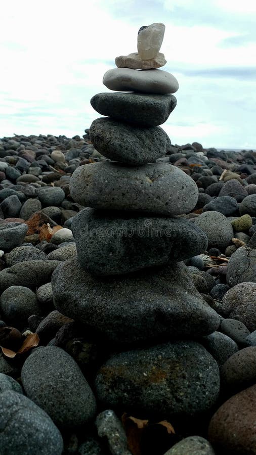 Balancing Stones in the Beach Stock Image - Image of rubble, stream ...