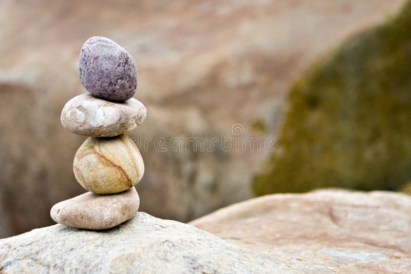 Balancing Stones on a Large Boulder Stock Image - Image of symbol ...