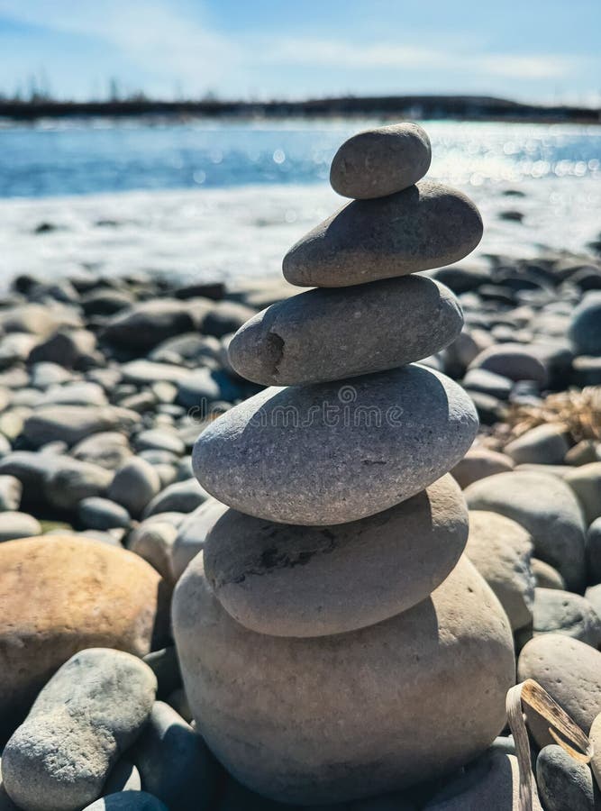 Balancing Stones by the Shore Stock Image - Image of outdoors, geology ...