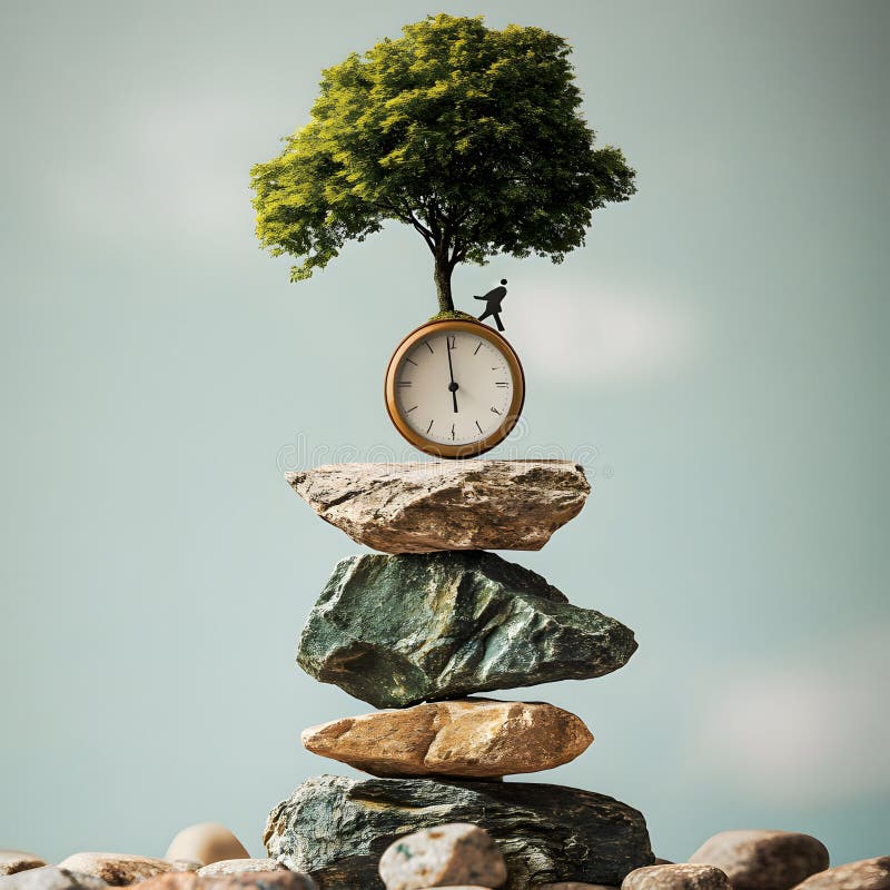 Balancing Time and Growth Art Stock Illustration - Illustration of ...