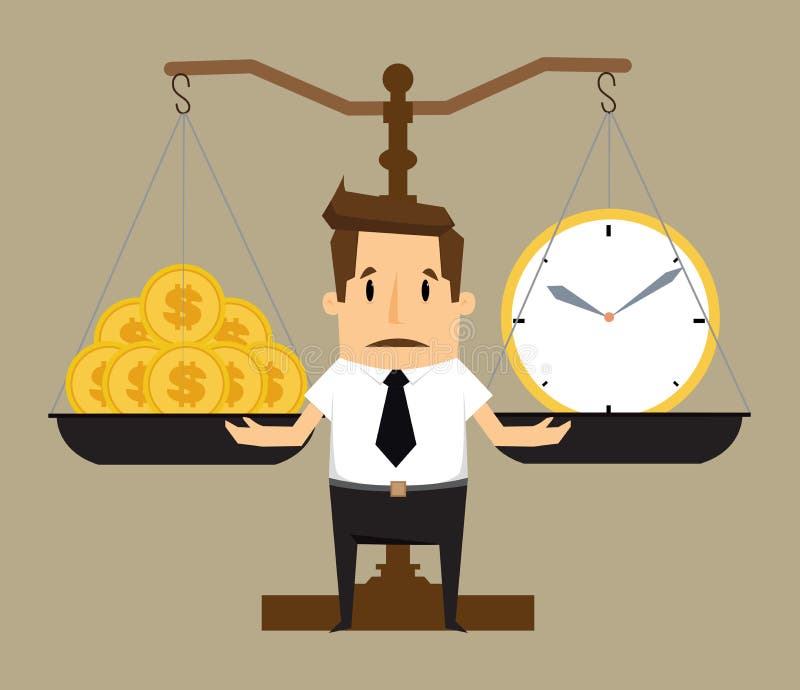 Balancing Time and Money stock vector. Illustration of money - 57301365