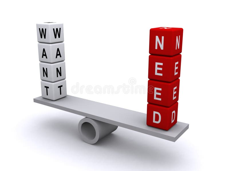 Needs and wants stock illustration. Illustration of greed - 17994433